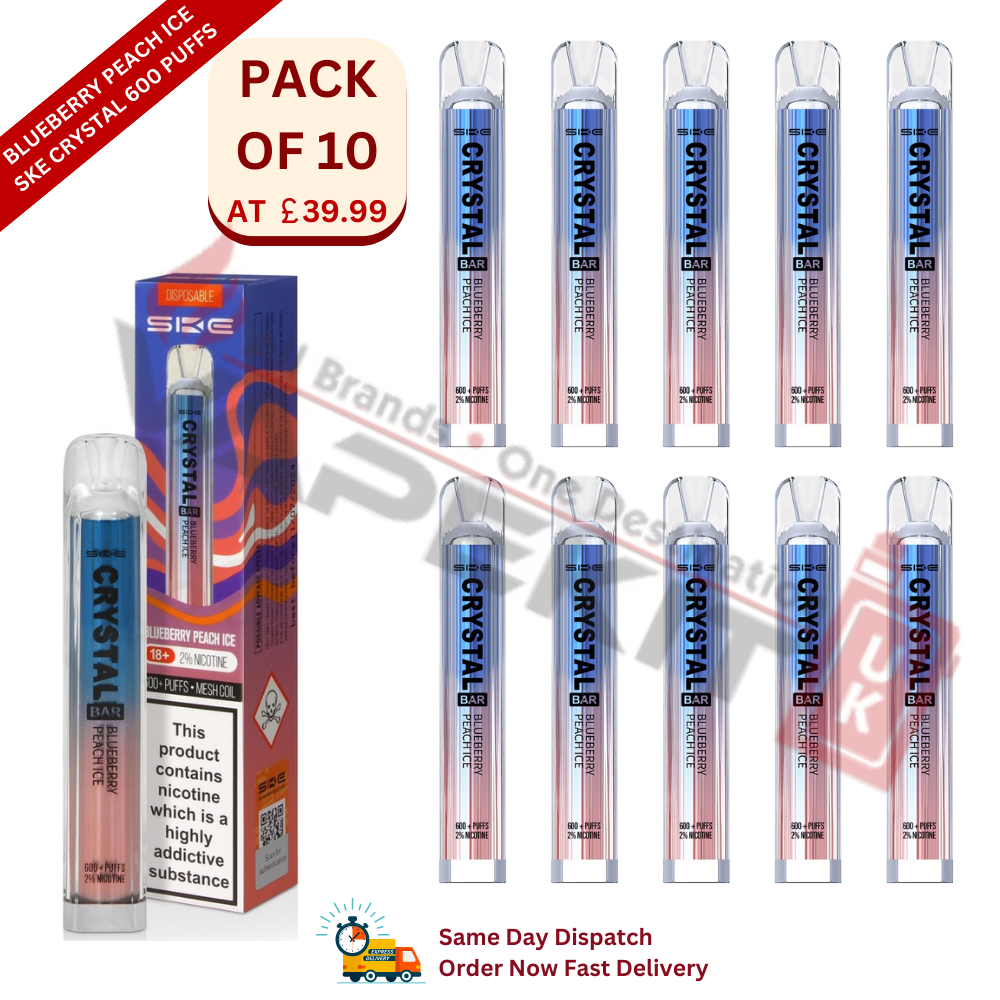 Blueberry Peach Ice SKE Crystal 600 Puffs Disposable Vape Device 10 Pa