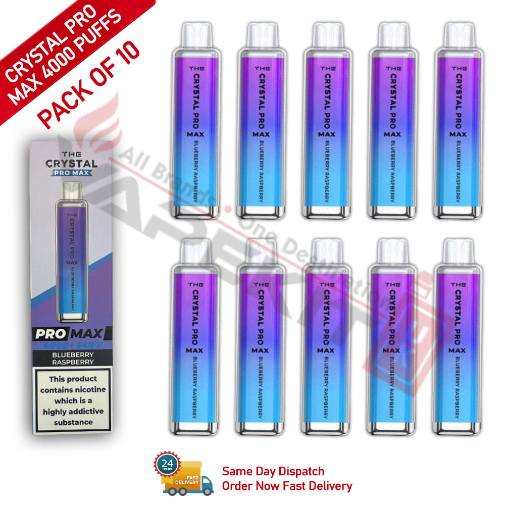 Blueberry Raspberry 4000 Crystal Pro Max Vape (Box of 10)-£79.99
