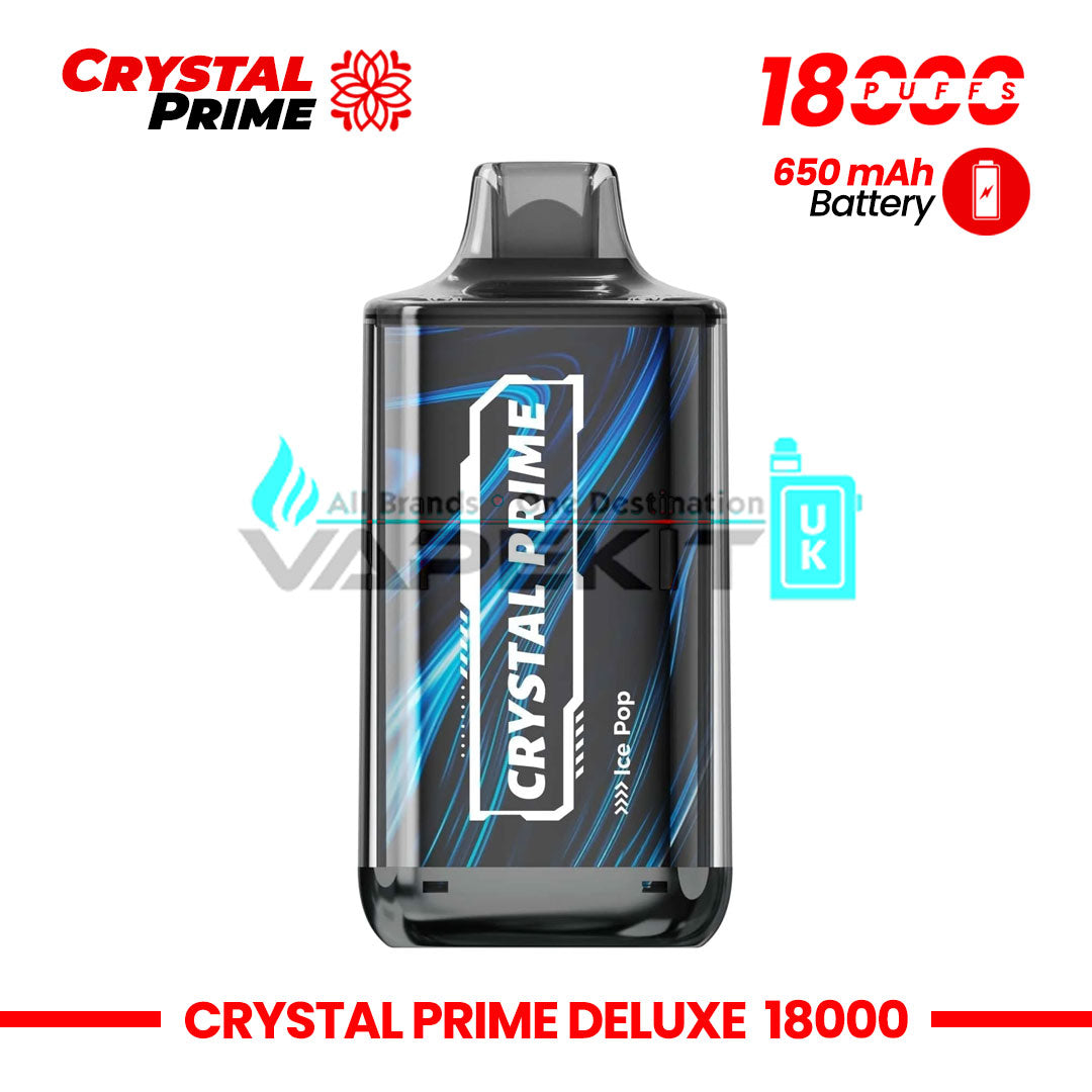Deluxe Crystal Prime 18k Puffs Ice Pop Disposable Vape-£10.99