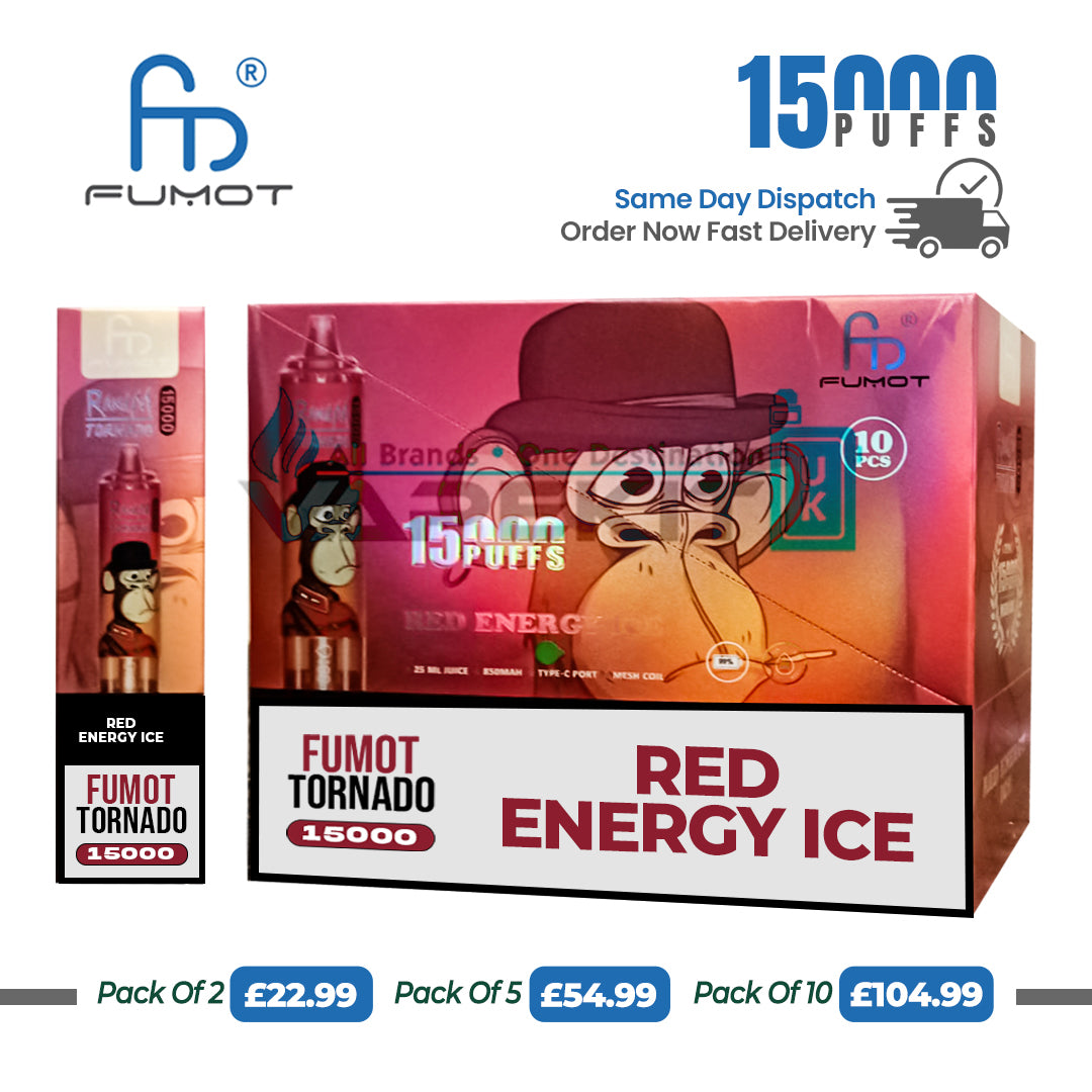Fumot 15000 Puffs Red Energy Ice Prefilled Vape-£11.99
