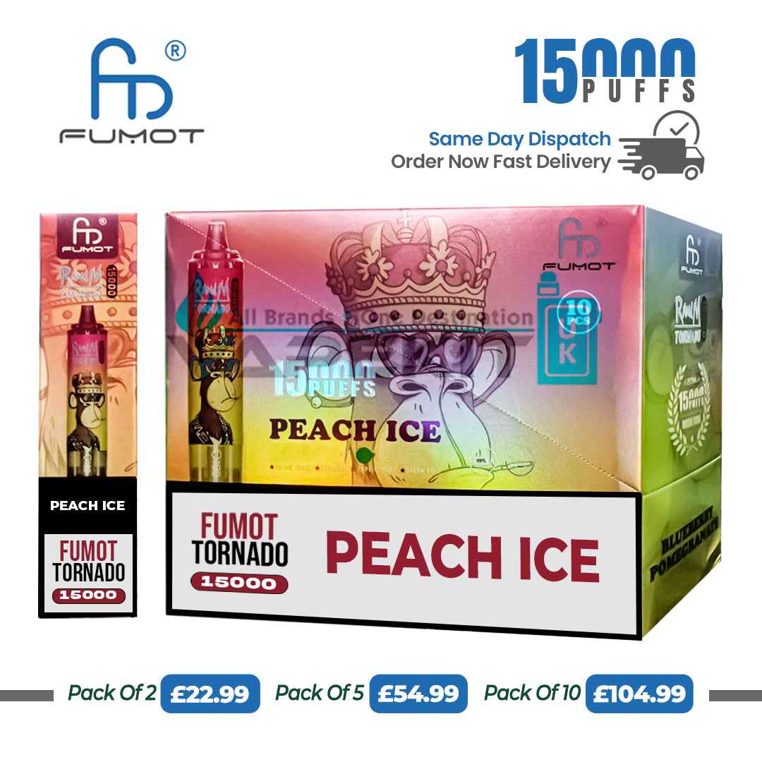 RandM Tornado 15k Puffs Peach Ice Disposable Vape-£11.99