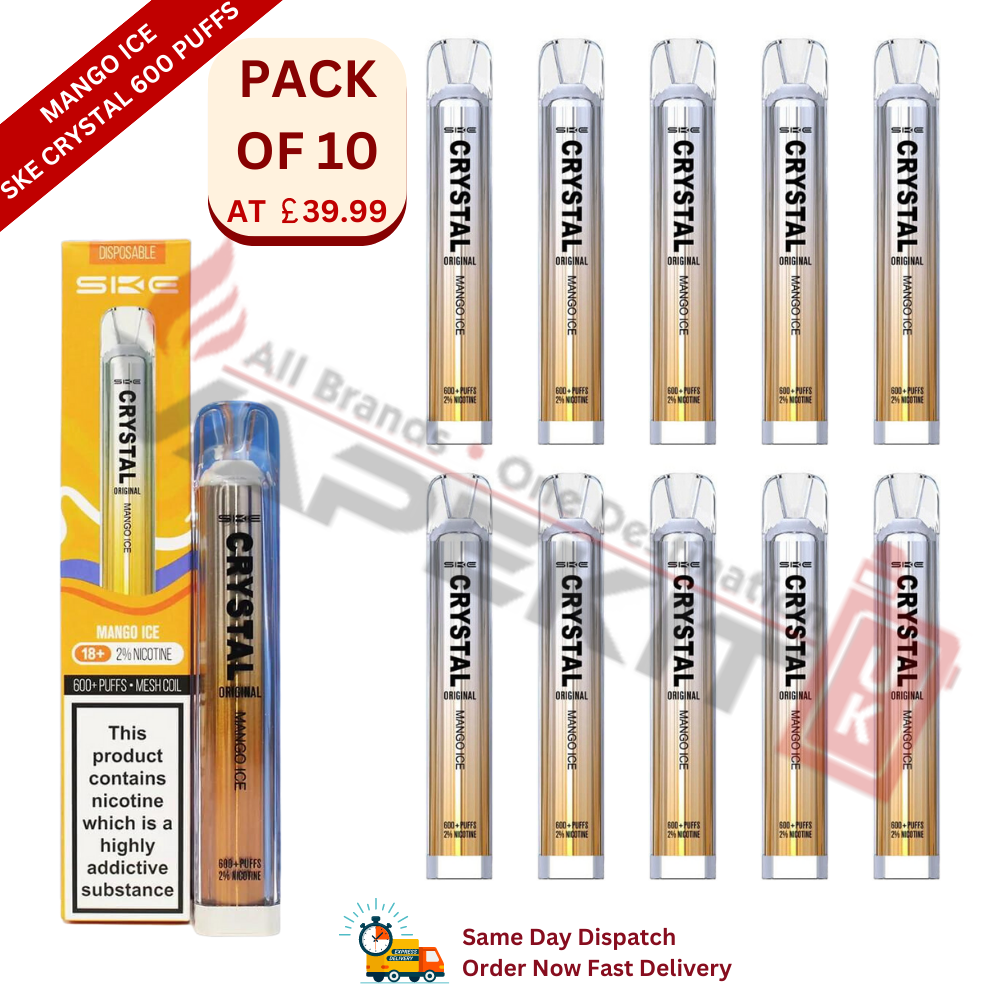 Mango Ice SKE Crystal 600 Puffs Prefilled Vape Device 10 Pack