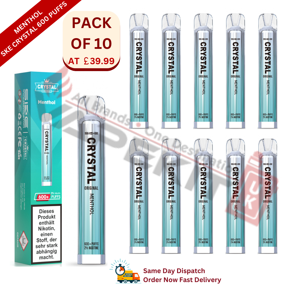 Menthol SKE Crystal 600 Puffs Disposable Vape Device 10 Pack
