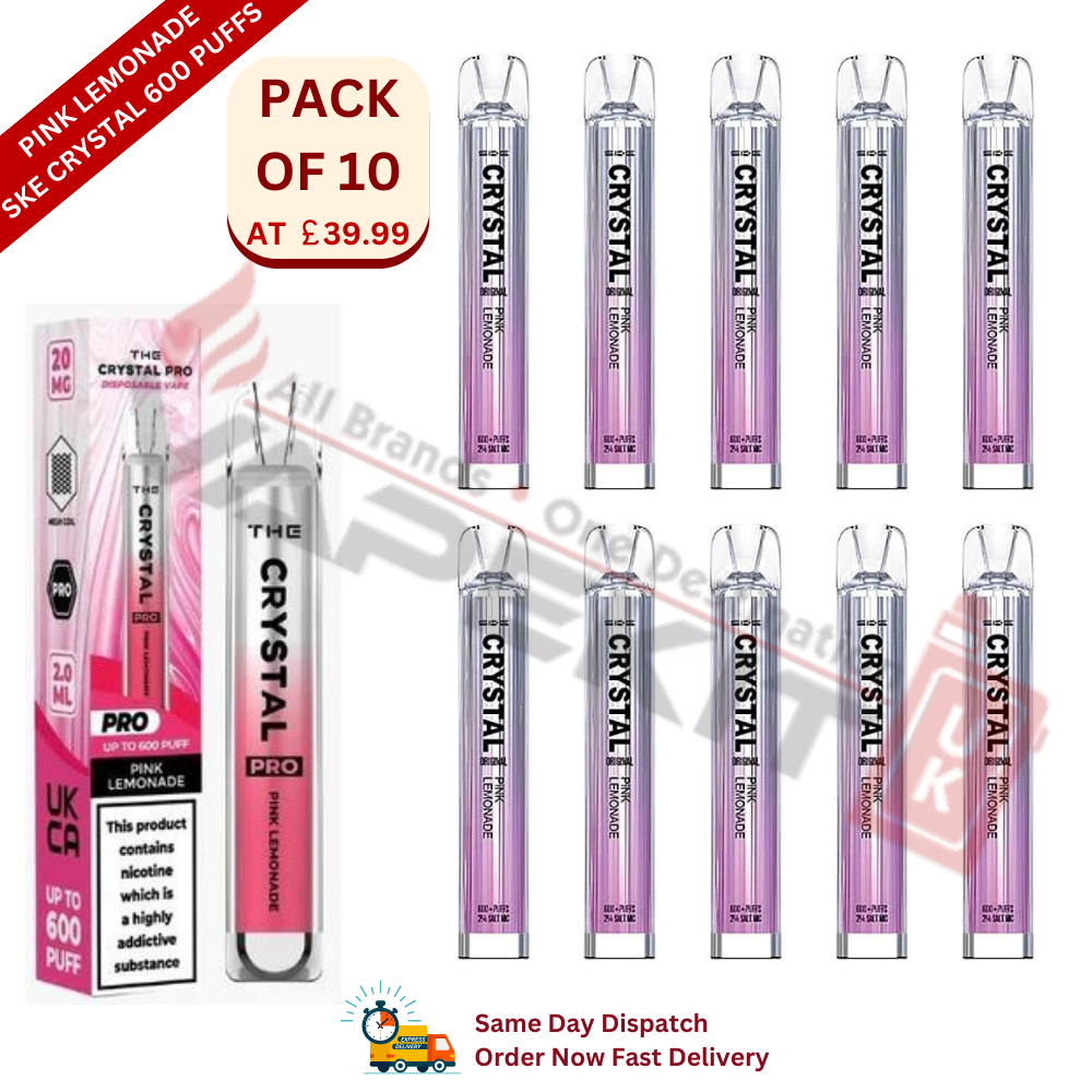 Pink Lemonade SKE Crystal 600 Puffs Prefilled Vape Device 10 Pack