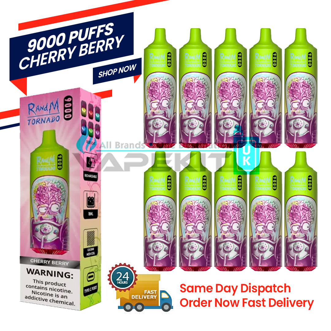 Cherry Berry Randm Tornado 9000 Puff Bar Pack of 10- £73.95