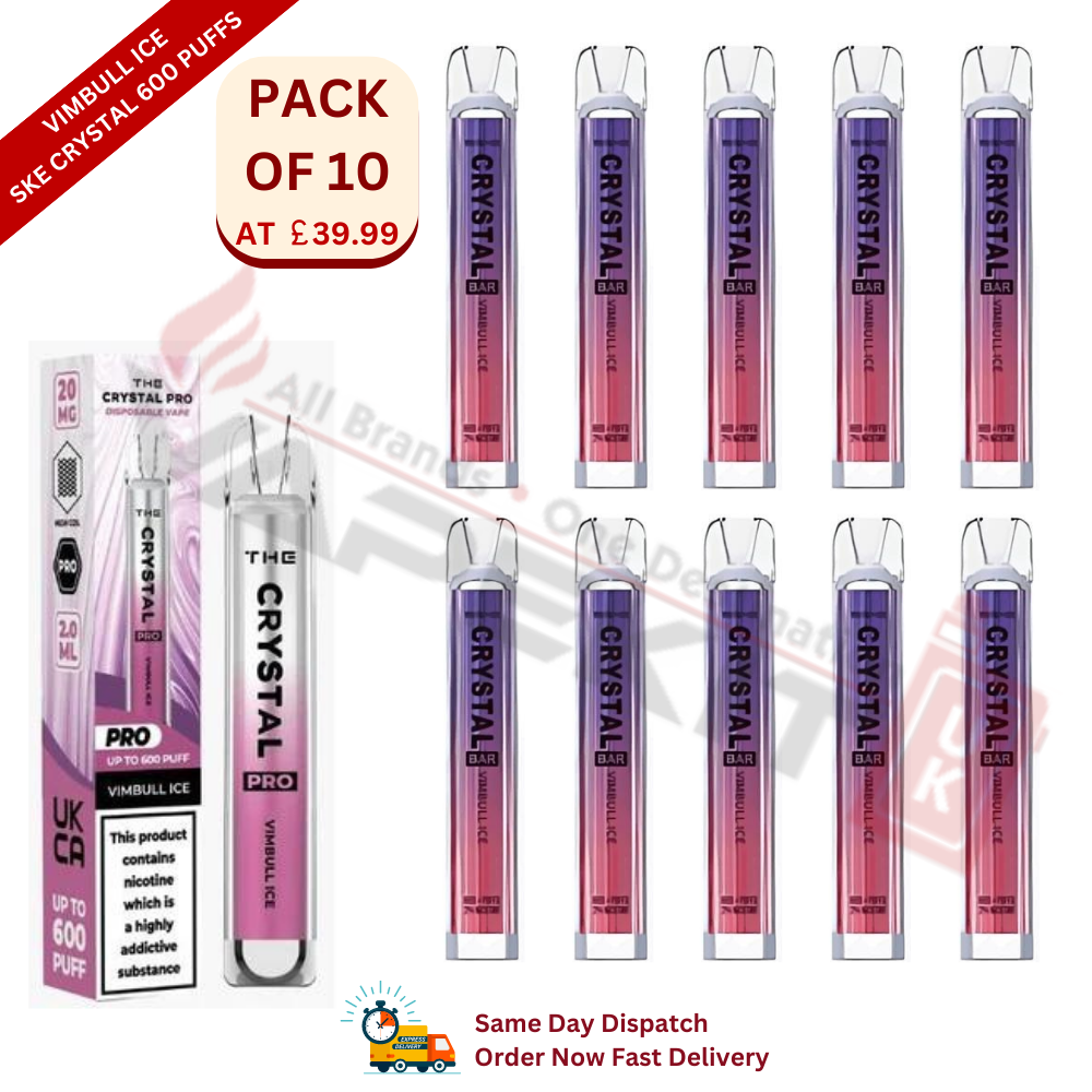 Vimbull Ice SKE Crystal 600 Puffs Disposable Vape Device 10 Pack